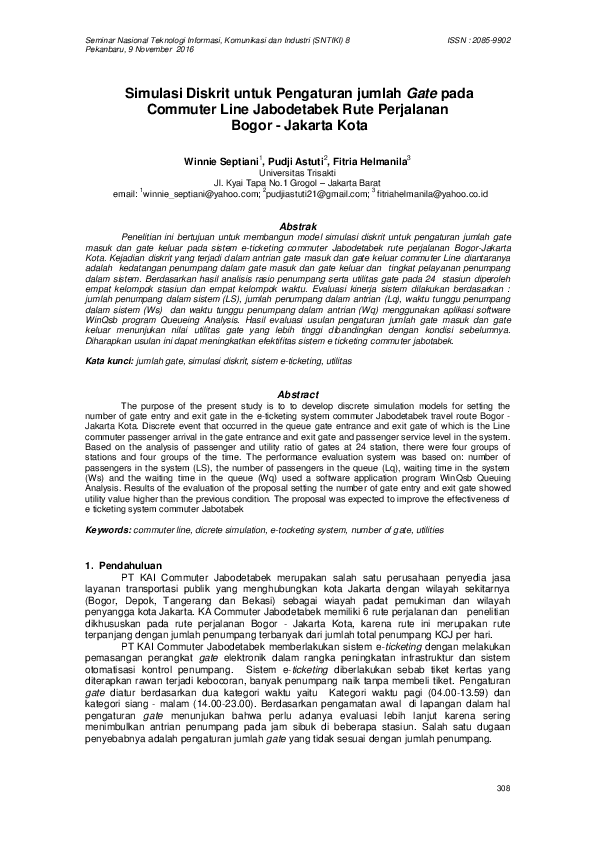 (PDF) Simulasi Diskrit untuk Pengaturan jumlah Gate pada Commuter Line ...