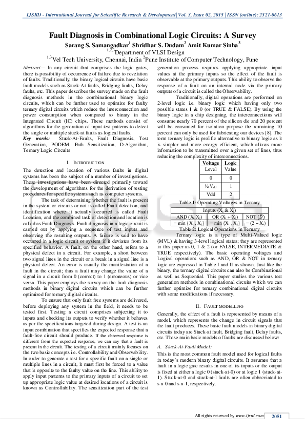 (PDF) Fault Diagnosis in Combinational Logic Circuits: A Survey