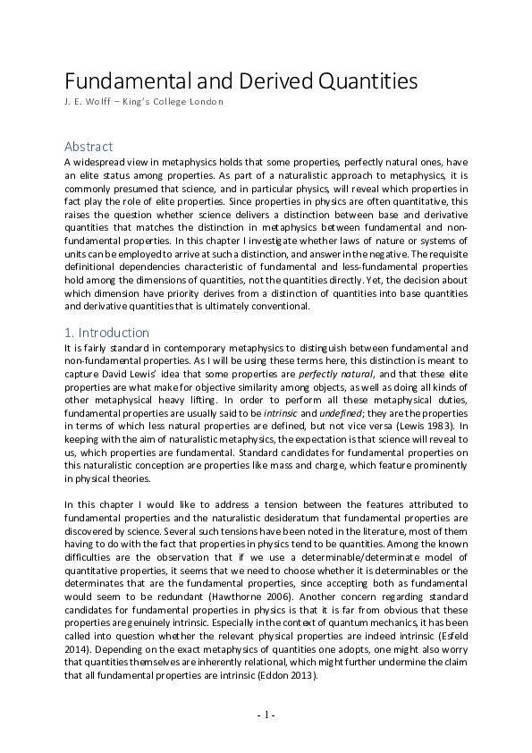 (PDF) Fundamental and Derived Quantities