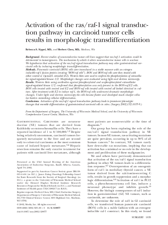 (PDF) Activation of the ras/raf-1 signal transduction pathway in ...