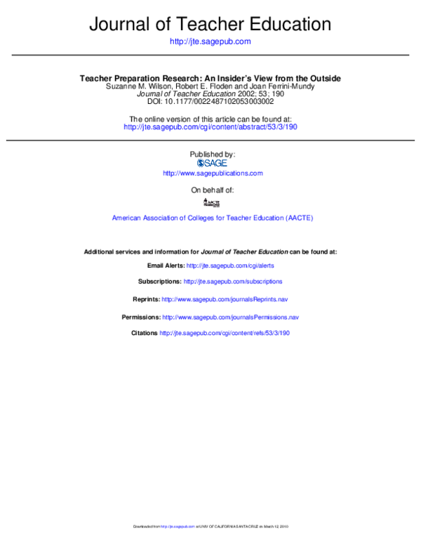 (PDF) Teacher Preparation Research