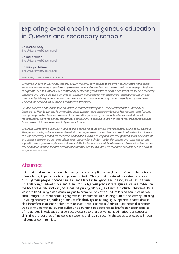 (PDF) Exploring excellence in Indigenous education in Queensland ...