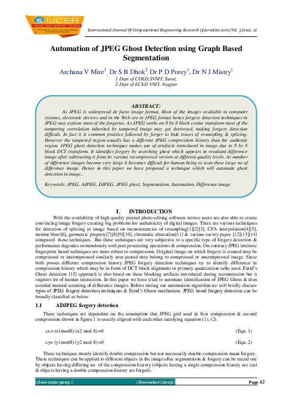 Pdf Automation Of Jpeg Ghost Detection Using Graph Based Segmentation 0867
