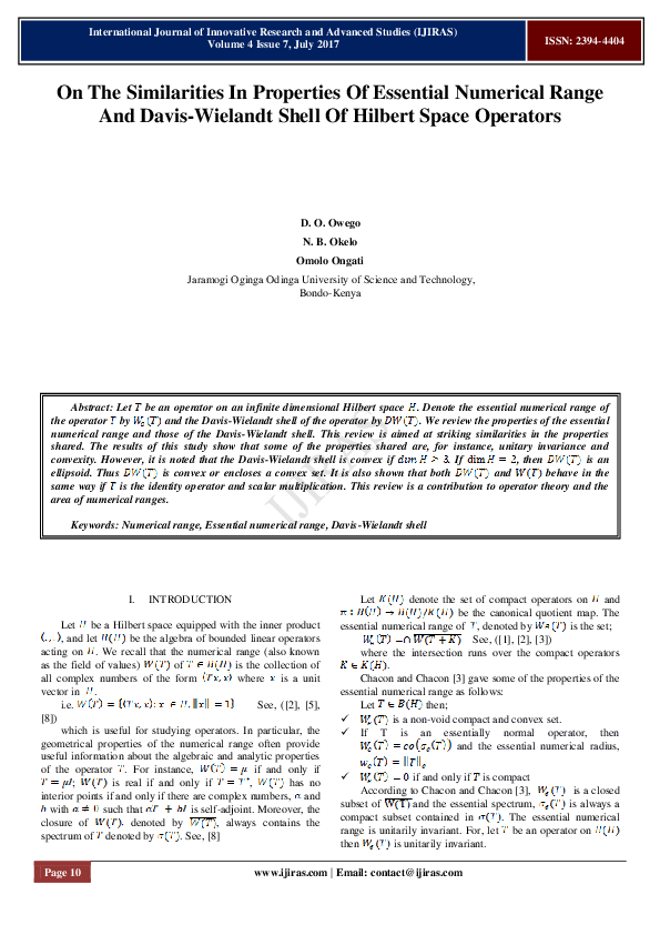 (PDF) On the similarities in properties of essential numerical range and Davis-Wielandt shell of ...