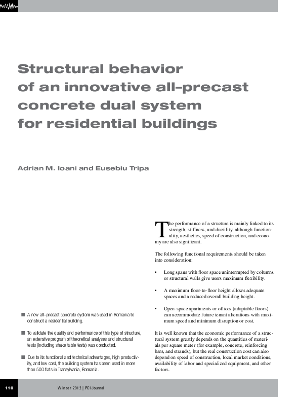 (PDF) Structural behavior of an innovative all–precast concrete dual ...