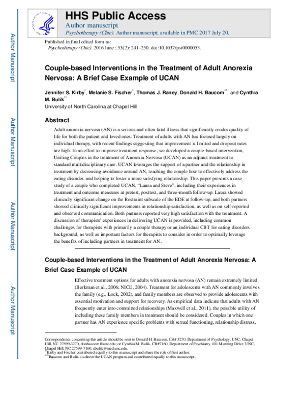 (PDF) Couple-based interventions in the treatment of adult anorexia ...