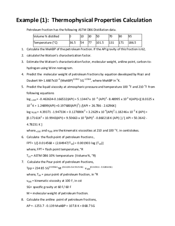 (PDF) Example (1): Thermophysical Properties Calculation