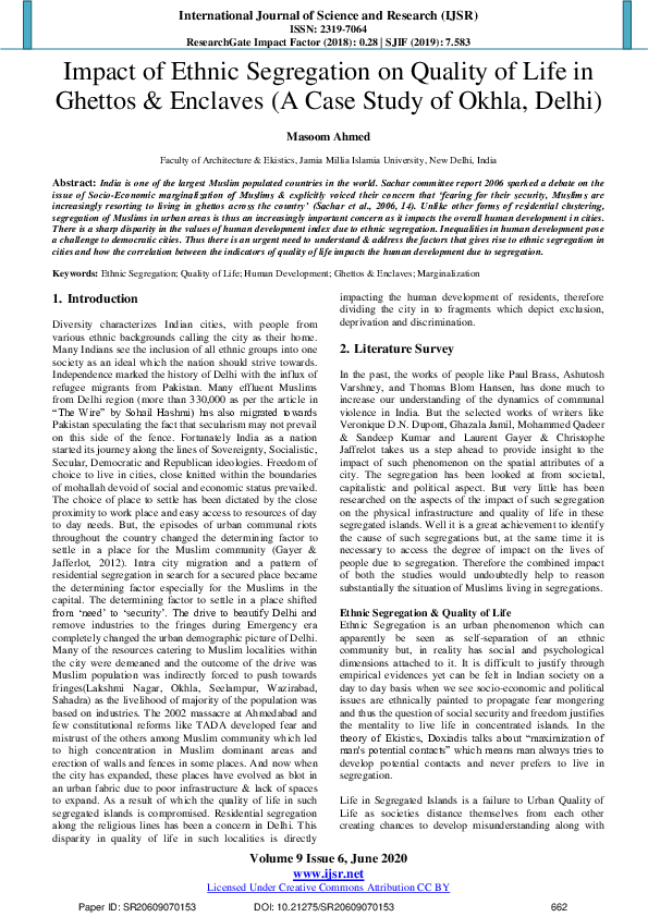 (PDF) Impact of Ethnic Segregation on Quality of Life in Ghettos ...