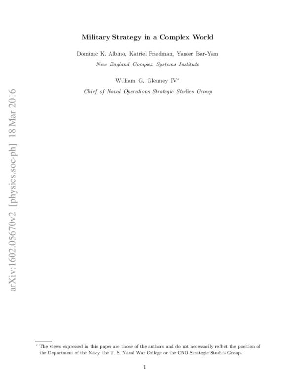 (PDF) Military Strategy in a Complex World