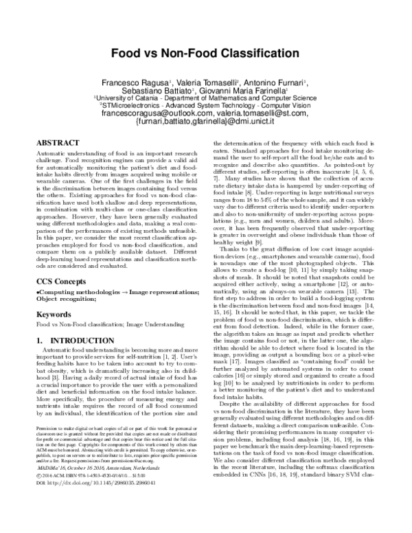 (PDF) Food vs Non-Food Classification