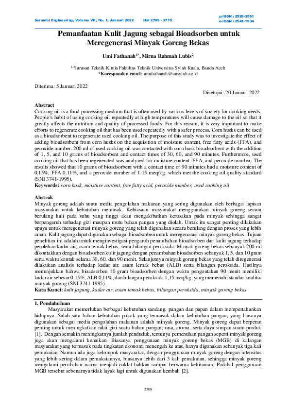 (PDF) Pemanfaatan Kulit Jagung sebagai Bioadsorben untuk Meregenerasi ...