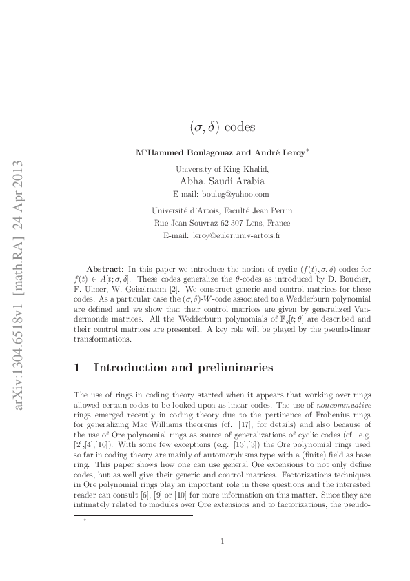 (PDF) (Sigma-Delta) Codes