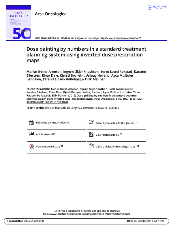 (PDF) Dose painting by numbers in a standard treatment planning system ...
