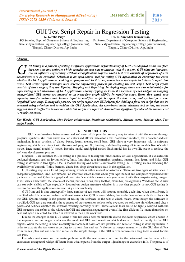Pdf Gui Test Script Repair In Regression Testing