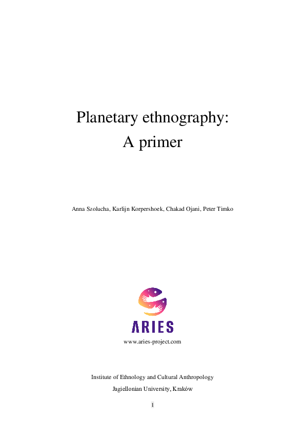 (PDF) Planetary ethnography: A primer