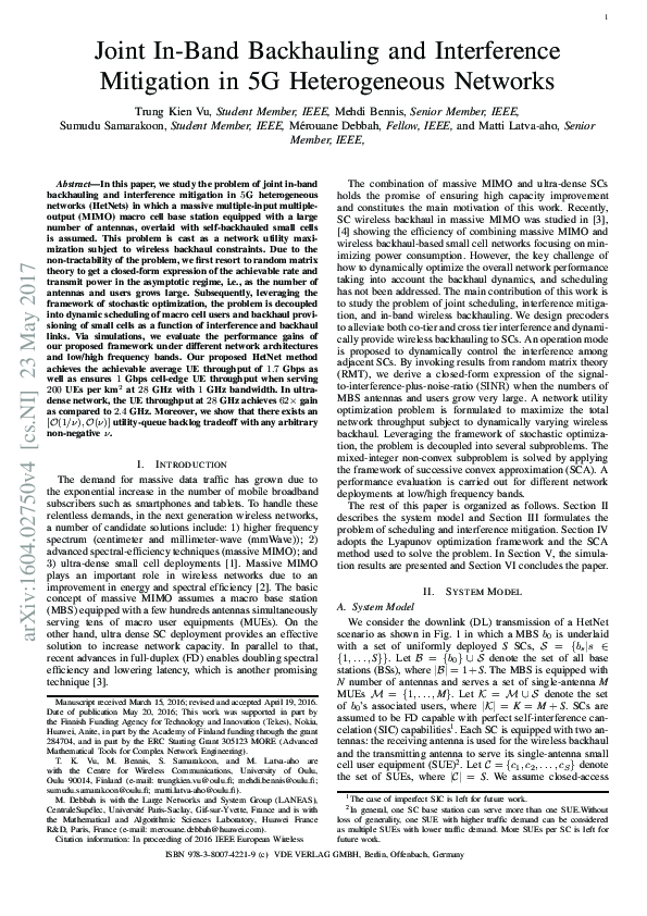 (PDF) Joint In-Band Backhauling and Interference Mitigation in 5G ...
