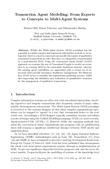 (PDF) Transaction Agent Modelling: From Experts to Concepts to Multi ...
