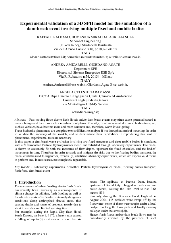 (PDF) Experimental validation of a 3D SPH model for the simulation of a dam-break event ...