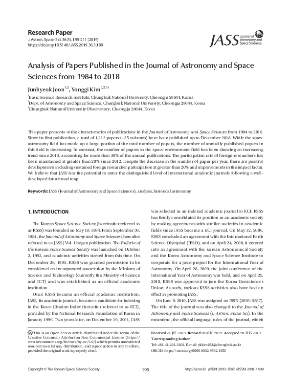 (PDF) Publication Trends in Journal of Astronomy (1984-2018)