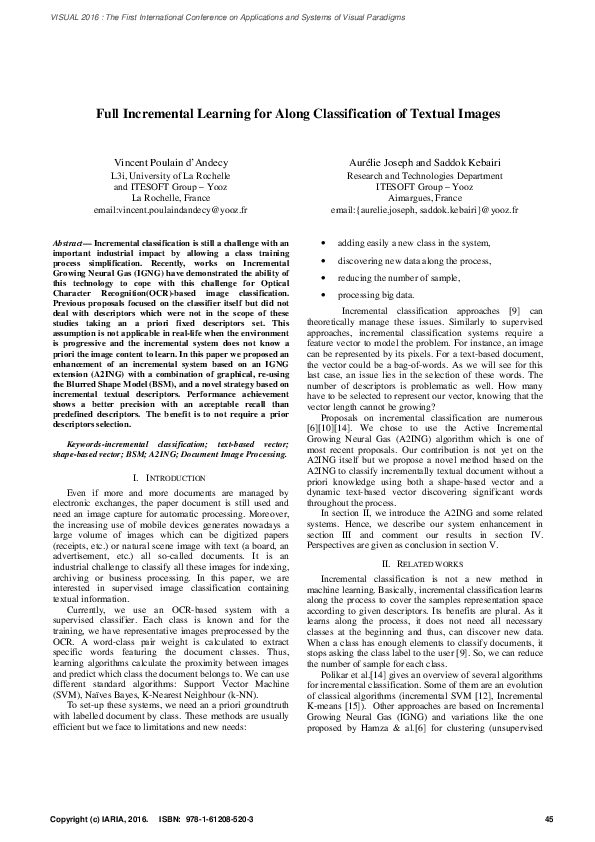 (PDF) Full Incremental Learning for Along Classification of Textual Images
