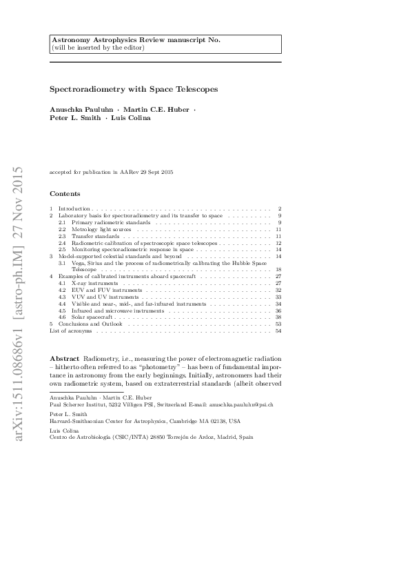 (PDF) Spectroradiometry with Space Telescopes