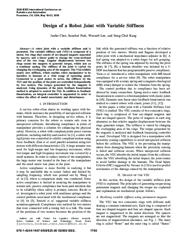 (PDF) Design of a robot joint with variable stiffness