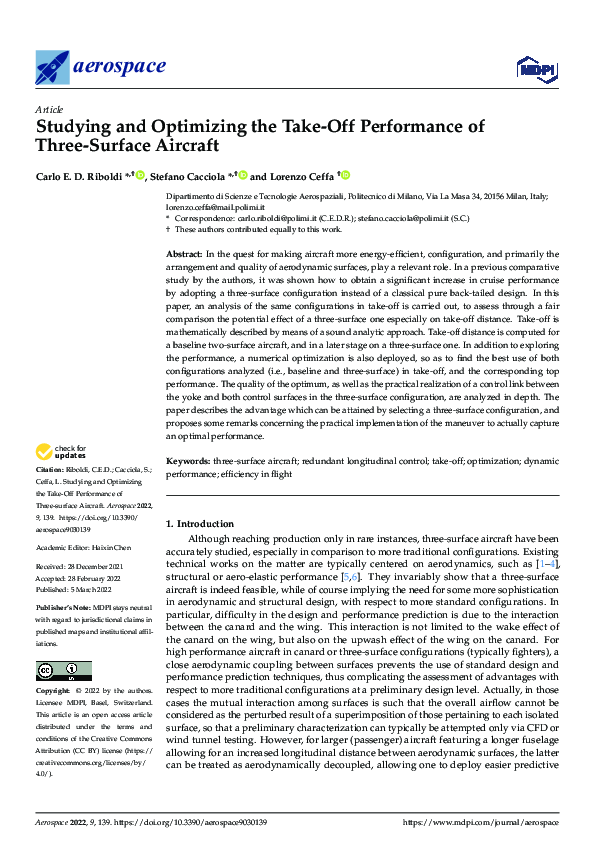 (PDF) Studying and Optimizing the Take-Off Performance of Three-Surface ...