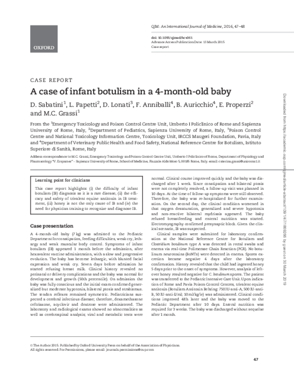 (PDF) A case of infant botulism in a 4-month-old baby
