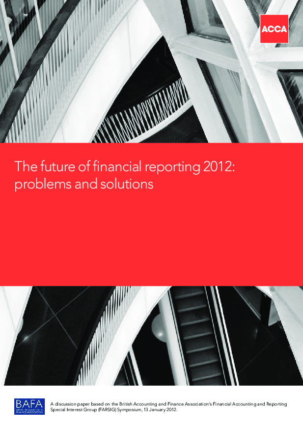 (PDF) The future of financial reporting 2012 : problems and solutions