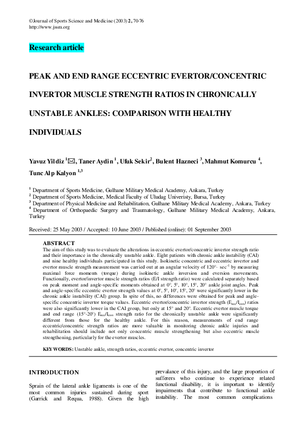 (PDF) Peak and End Range Eccentric Evertor/Concentric Invertor Muscle ...