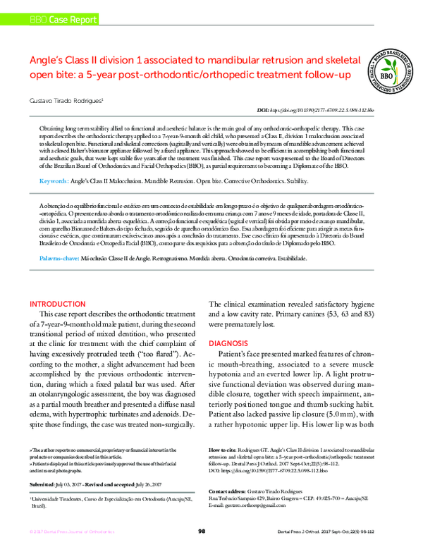 (PDF) Angle's Class II division 1 associated to mandibular retrusion ...