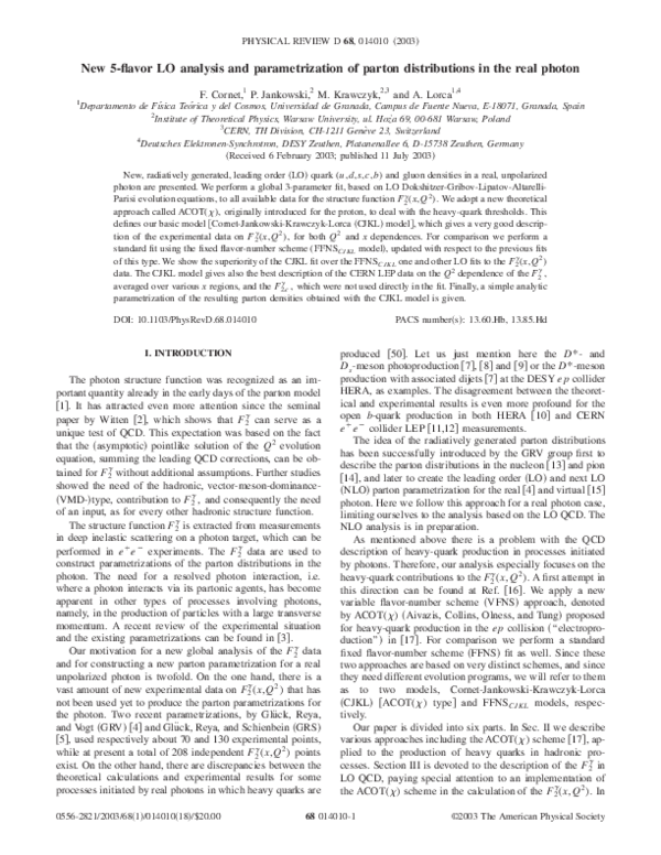 (PDF) New 5-flavor LO analysis and parametrization of parton distributions in the real photon