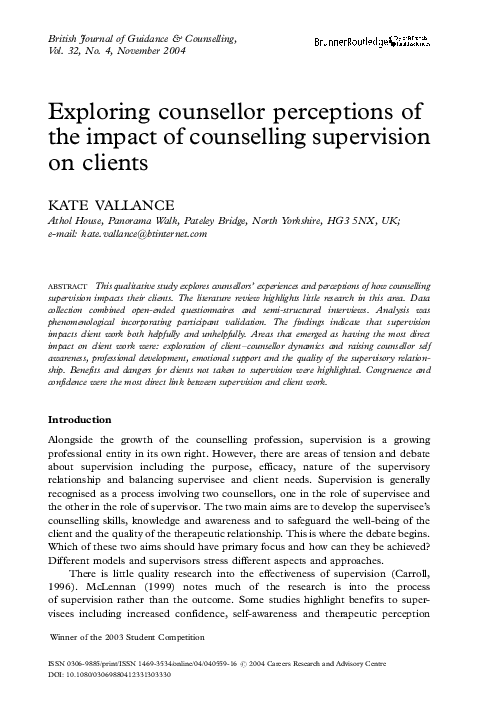 (PDF) Exploring counsellor perceptions of the impact of counselling ...