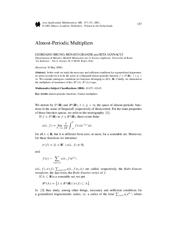 (PDF) Almost-Periodic Multipliers