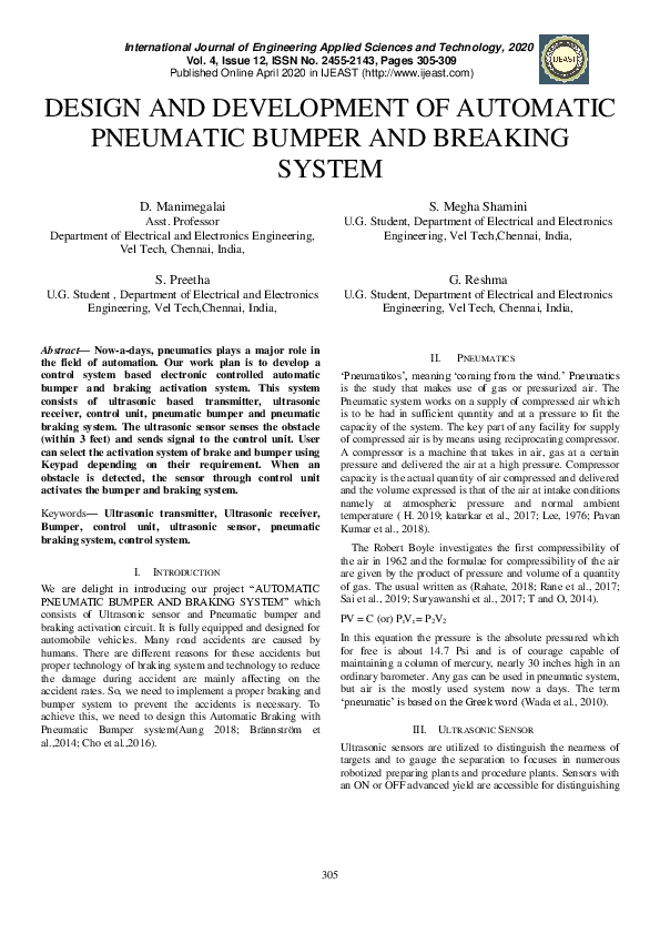 (PDF) DESIGN AND DEVELOPMENT OF AUTOMATIC PNEUMATIC BUMPER AND BRAKING ...