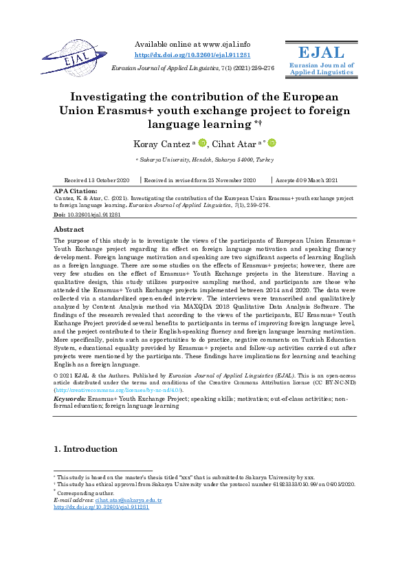(PDF) Investigating the contribution of the European Union Erasmus+ ...