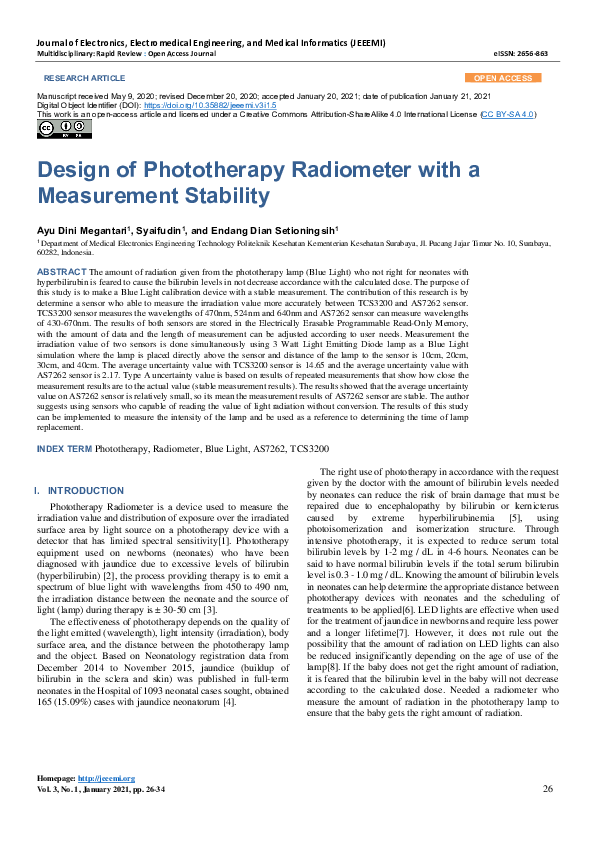 (PDF) Design of Phototherapy Radiometer with a Measurement Stability ...