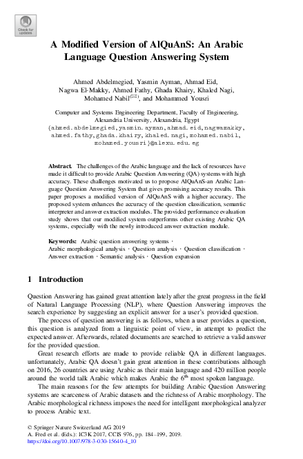 (PDF) A Modified Version of AlQuAnS: An Arabic Language Question ...