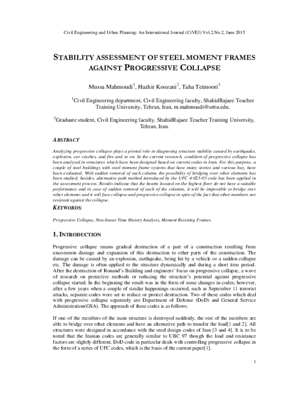 (PDF) Stability Assessment of Steel Moment Frames against Progressive ...