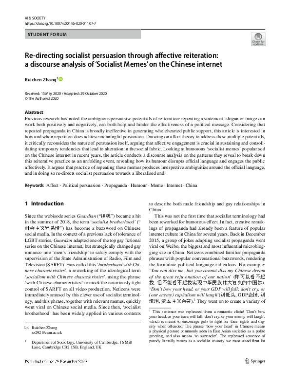(PDF) Re-directing socialist persuasion through affective reiteration ...