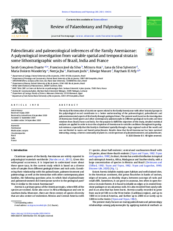 (PDF) Paleoclimatic and paleoecological inferences of the Family ...