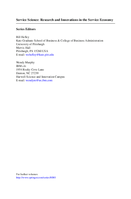 (PDF) Service Science: Research and Innovations in the Service Economy