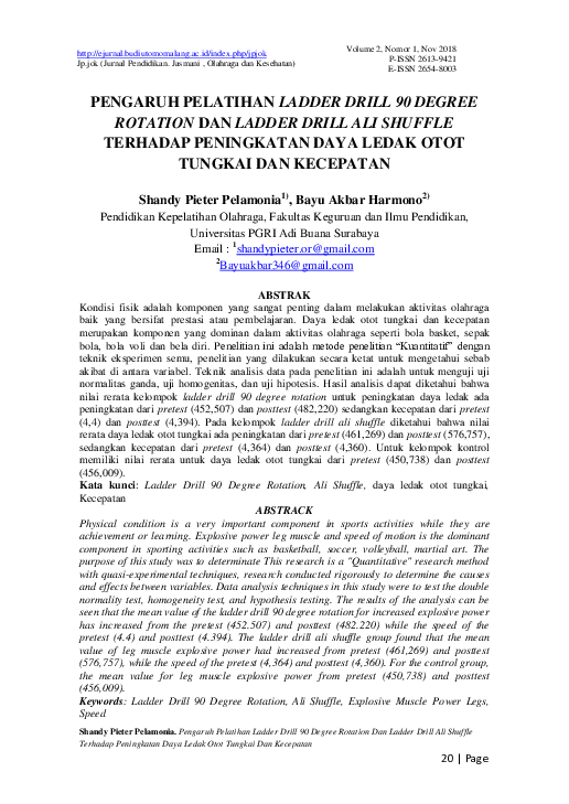 (PDF) Pengaruh Pelatihan Ladder Drill 90 Degree Rotation Dan Ladder ...