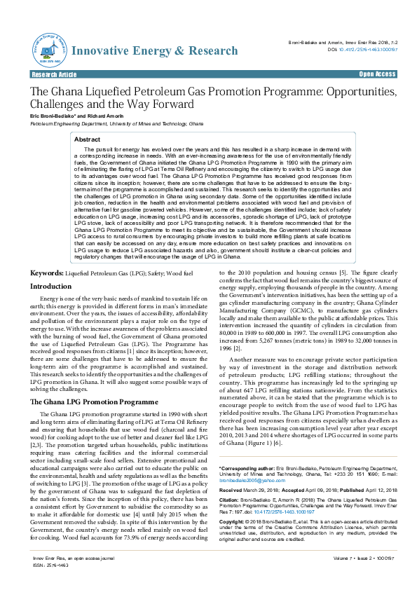 (PDF) The Ghana Liquefied Petroleum Gas Promotion Programme ...
