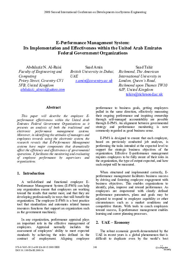 (PDF) E-Performance Management System: Its Implementation and ...
