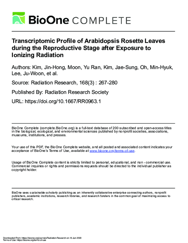 (PDF) Transcriptomic profile of Arabidopsis rosette leaves during the ...