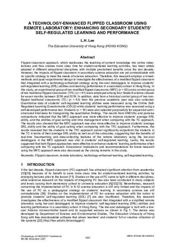 (PDF) A TECHNOLOGY-ENHANCED FLIPPED CLASSROOM USING REMOTE LABORATORY ...