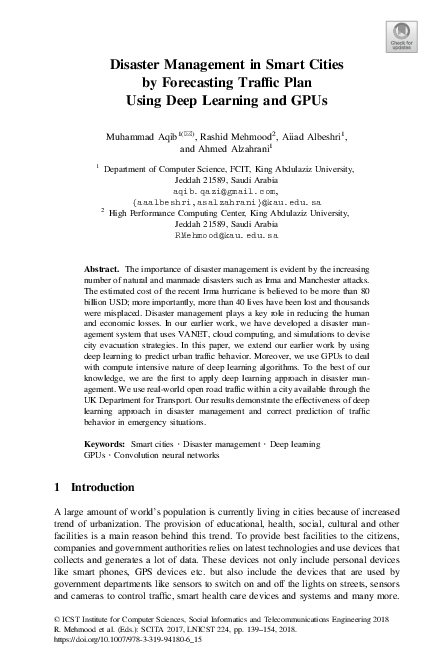 (PDF) Disaster Management in Smart Cities by Forecasting Traffic Plan ...