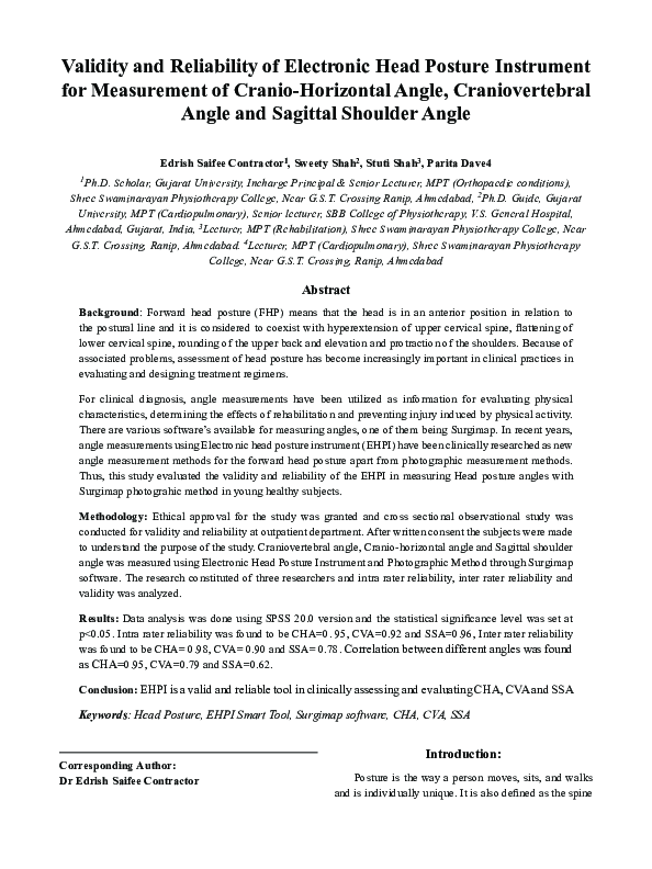 (PDF) Validity and Reliability of Electronic Head Posture Instrument ...