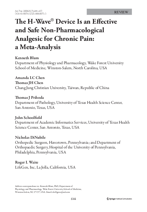 (PDF) The H-Wave® device is an effective and safe non-pharmacological ...